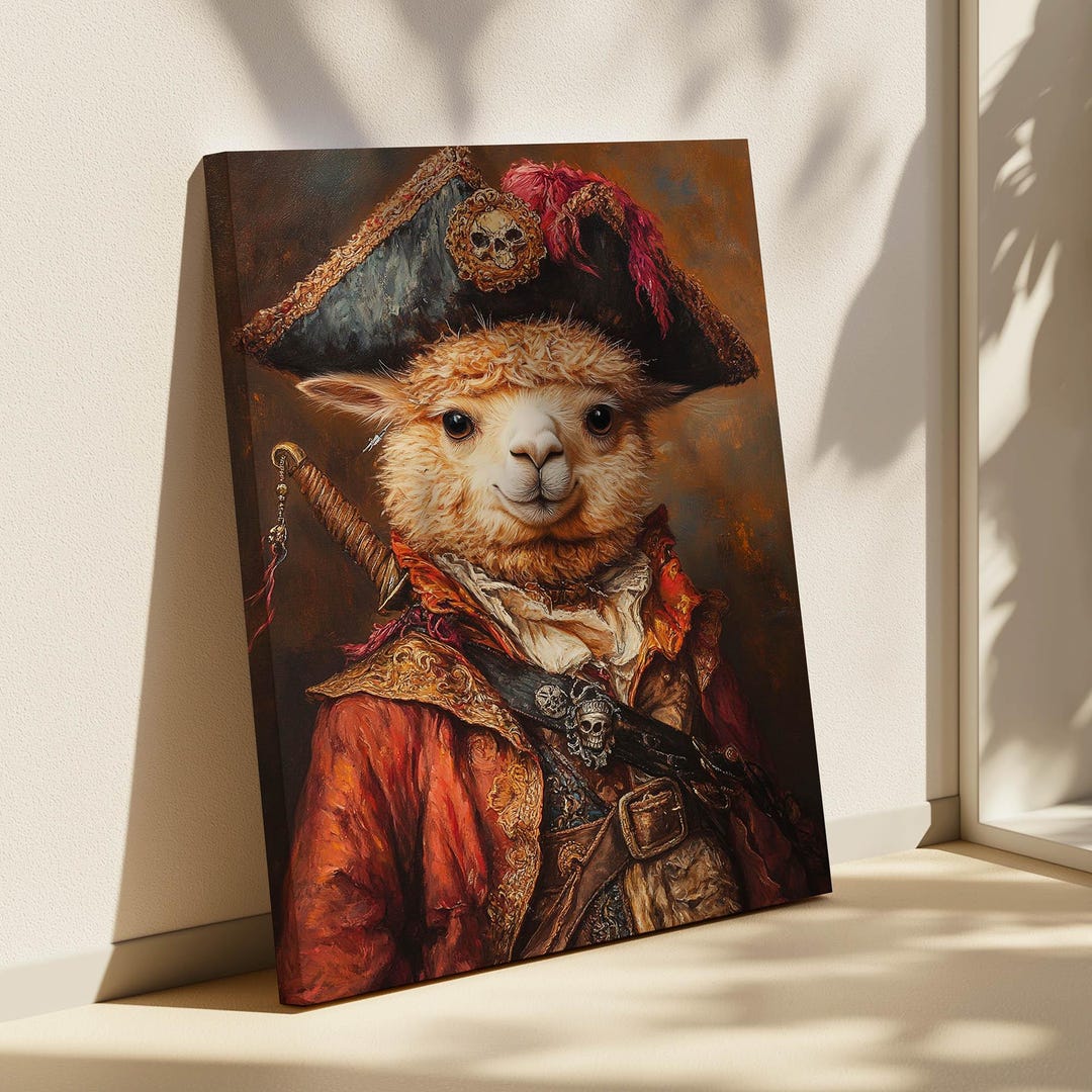Renaissance Portrait of an Alpaca Pirate | Canvas Wall Art | Vintage ...