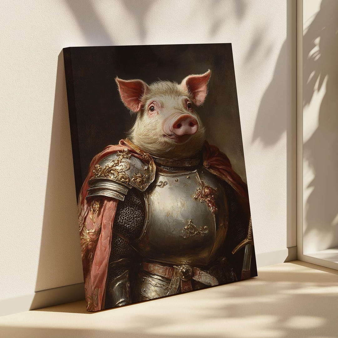 Renaissance Portrait of a Pig Knight | Canvas Wall Art | Vintage ...