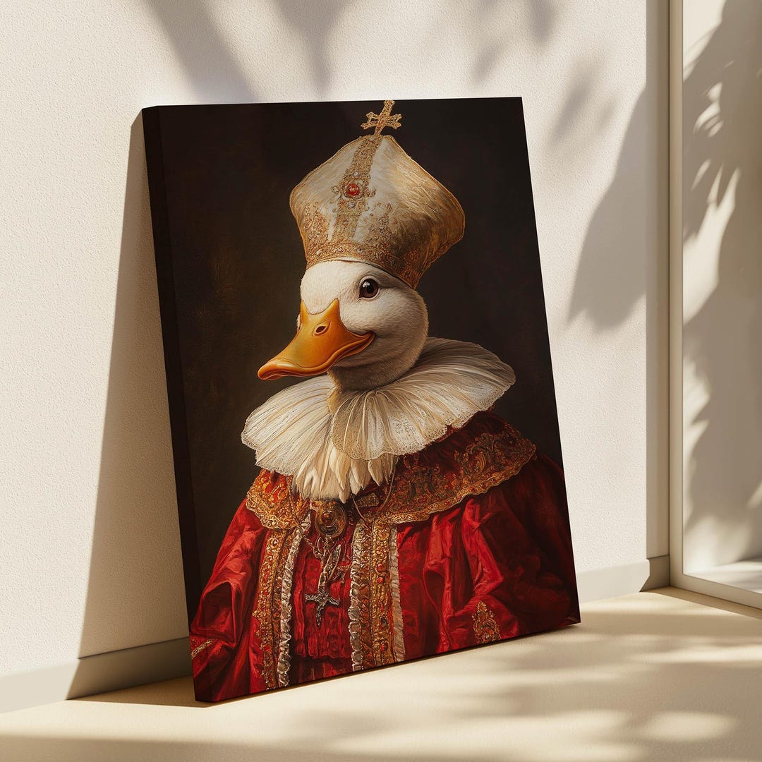 Renaissance Portrait of a Duck Pope | Canvas Wall Art | Vintage ...