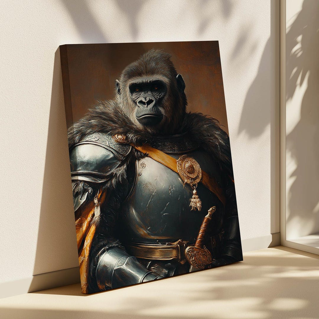 Renaissance Portrait of a Gorilla Knight | Canvas Wall Art | Vintage ...