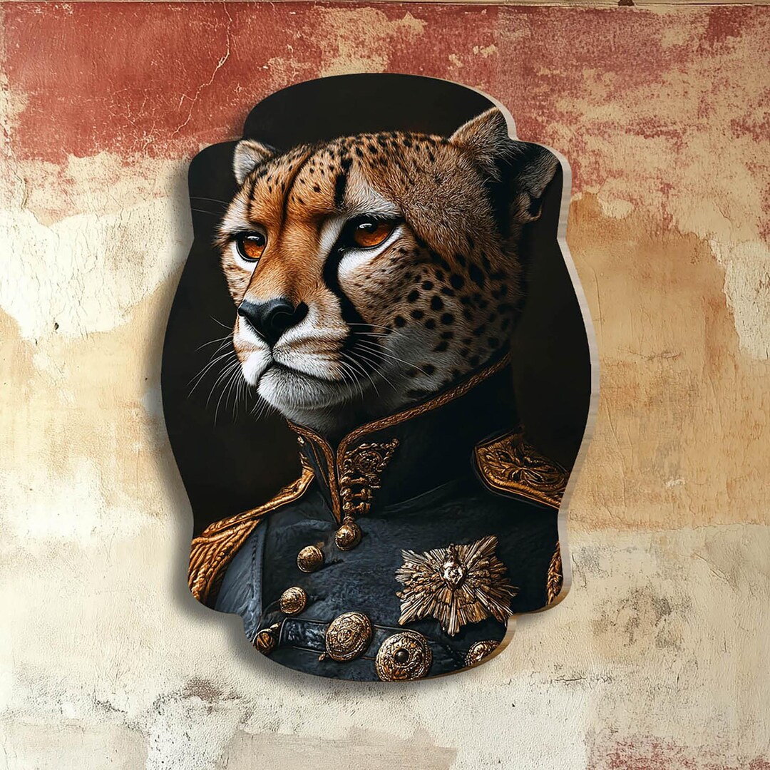 Renaissance Portrait of a Cheetah Military General | Wood Wall Art ...