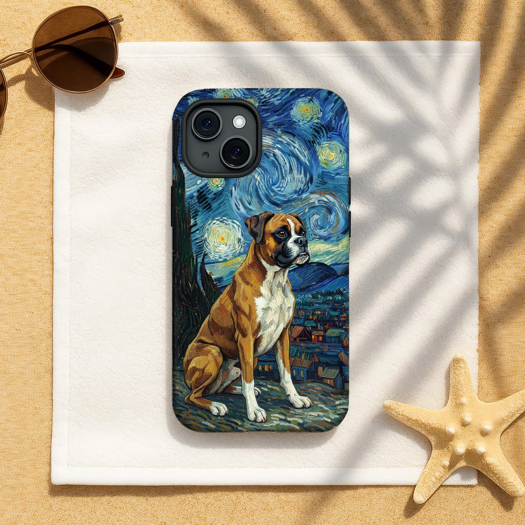 Boxer Starry Night Art Phone Case - Dog Lover Gift for Iphone, Samsung ...