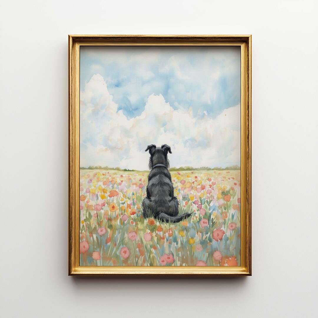 Giant Schnauzer Flower Field Canvas Art - Dog Memorial Poster Gift - Etsy