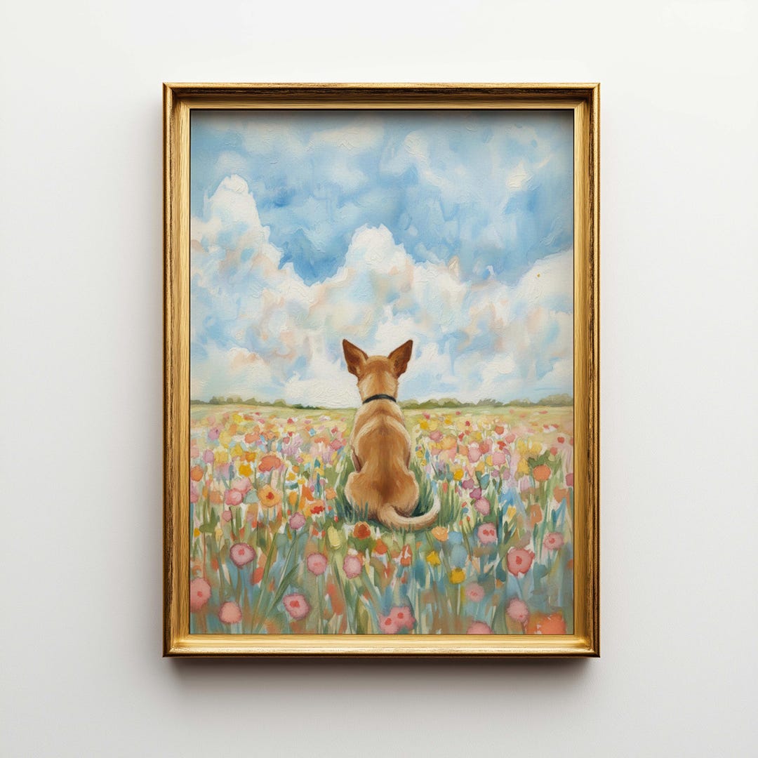 Chihuahua Dog Flower Field Canvas Art - Dog Memorial Poster Gift - Etsy