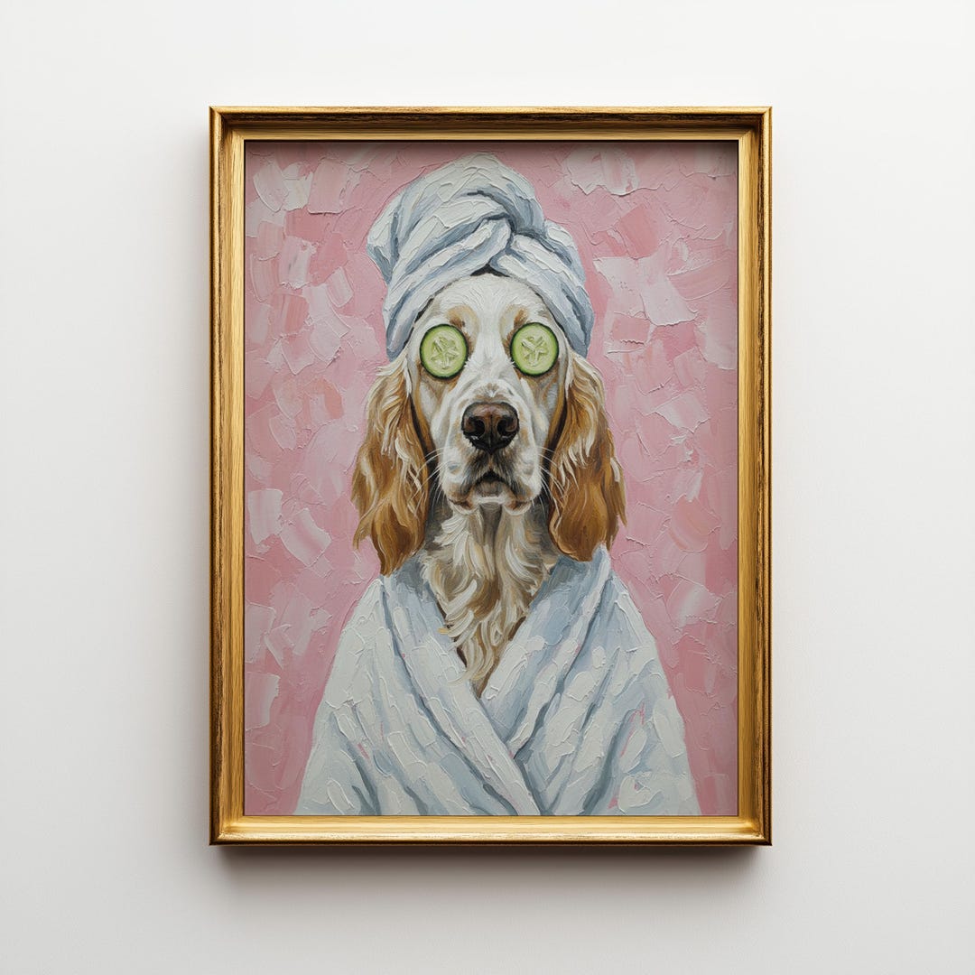 Clumber Spaniel Dog Spa Art - Dog Breed Canvas Wall Decor Gift - Etsy