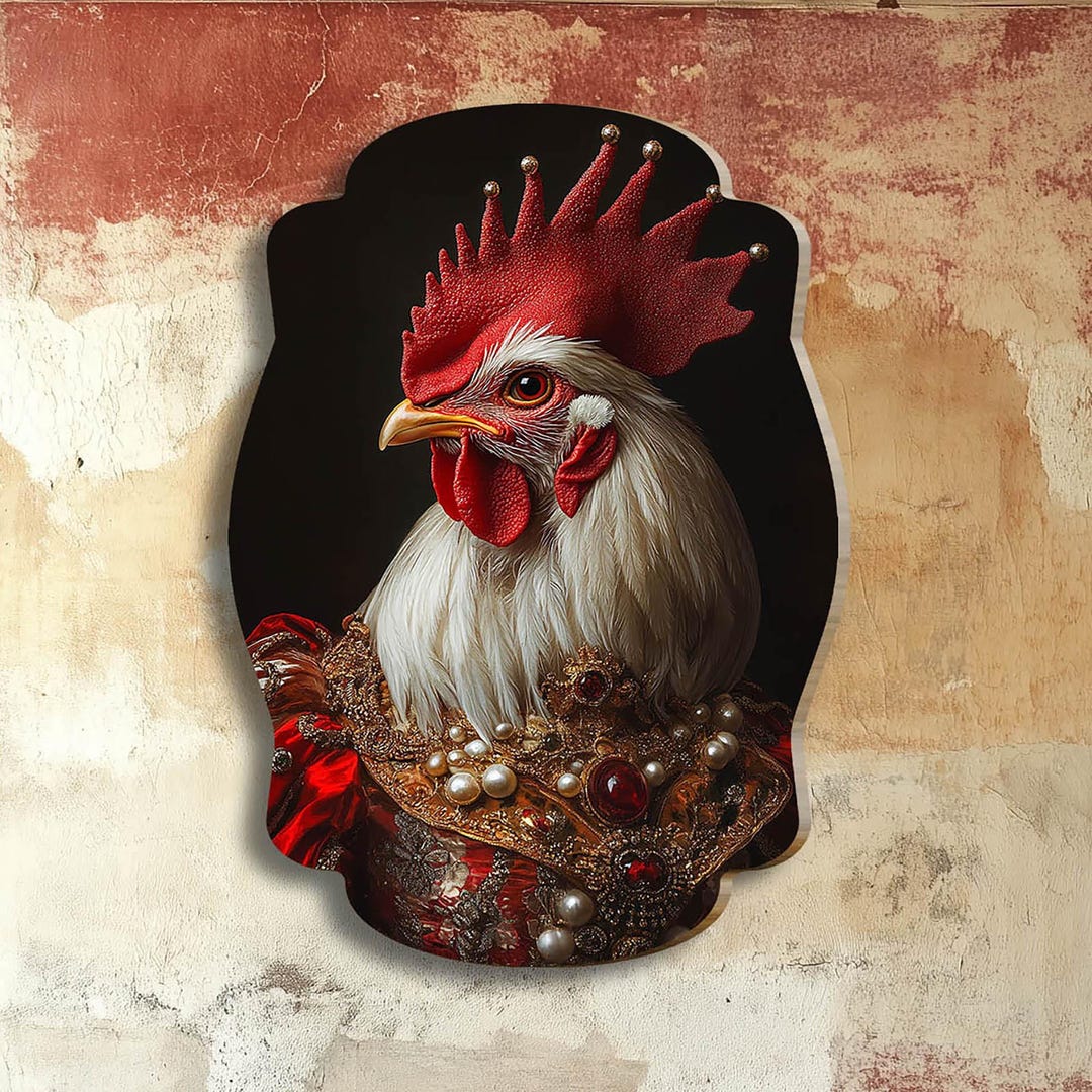 Renaissance Portrait of a Chicken Queen | Wood Wall Art | Vintage ...