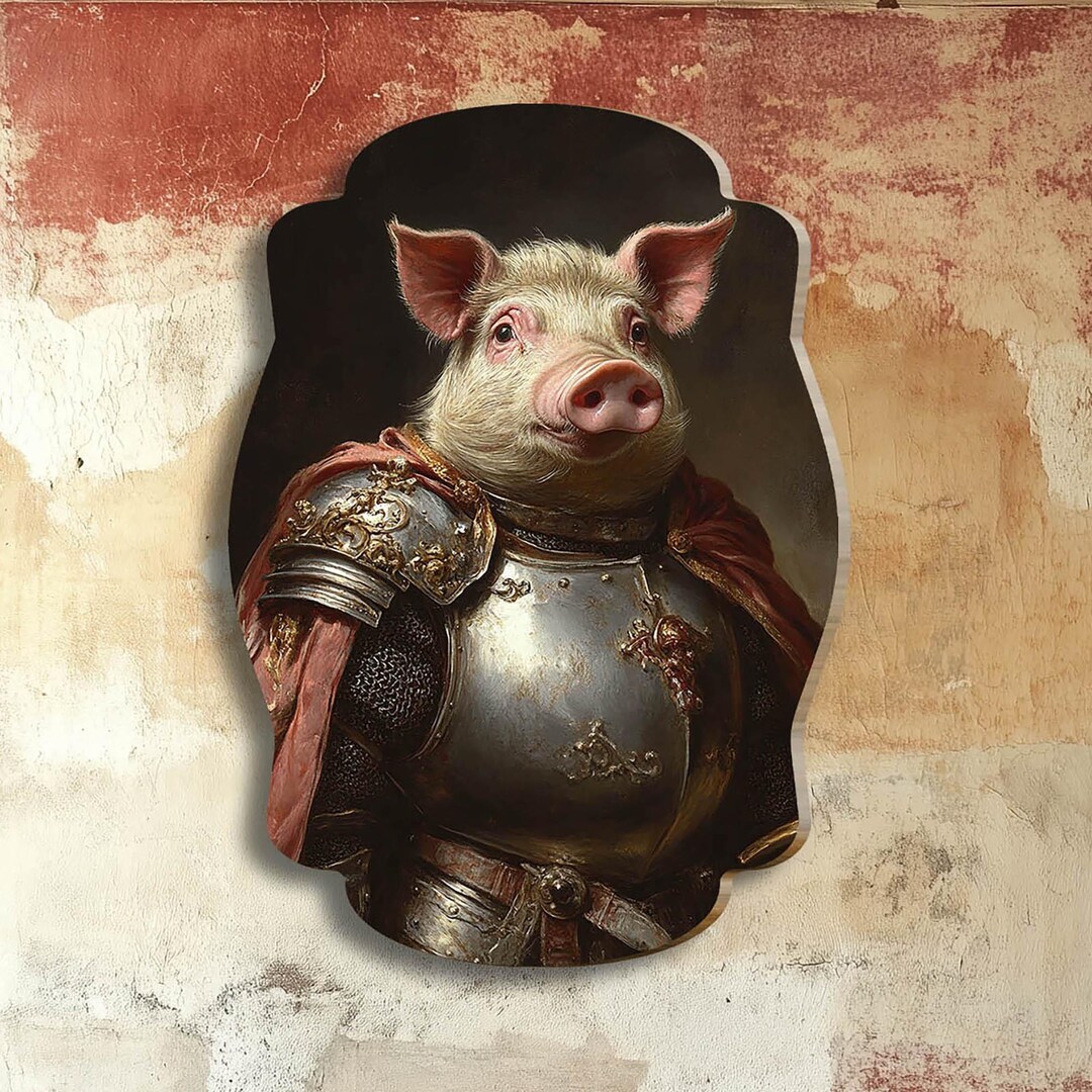 Renaissance Portrait of a Pig Knight | Wood Wall Art | Vintage ...