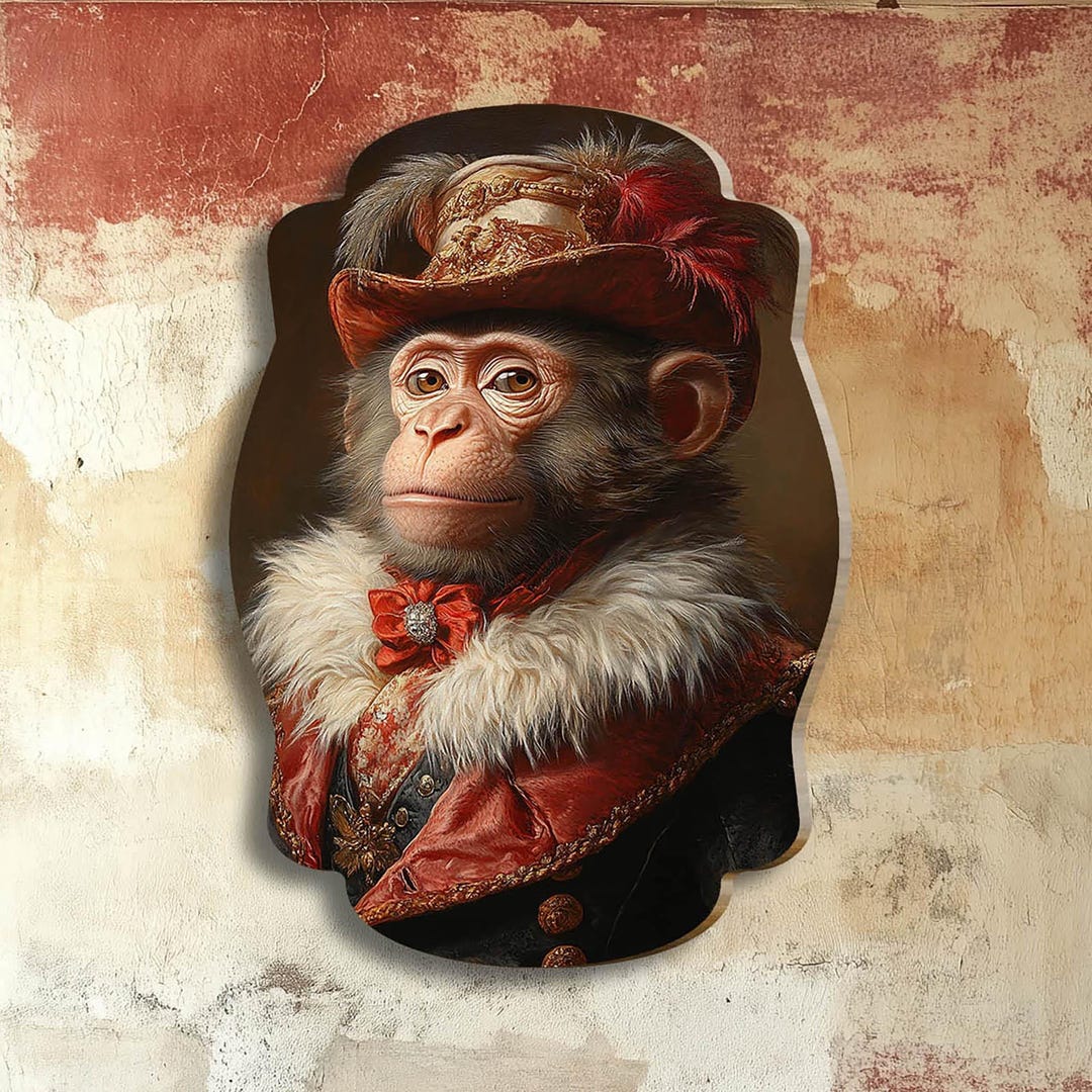 Renaissance Portrait of a Monkey Gentleman | Wood Wall Art | Vintage ...