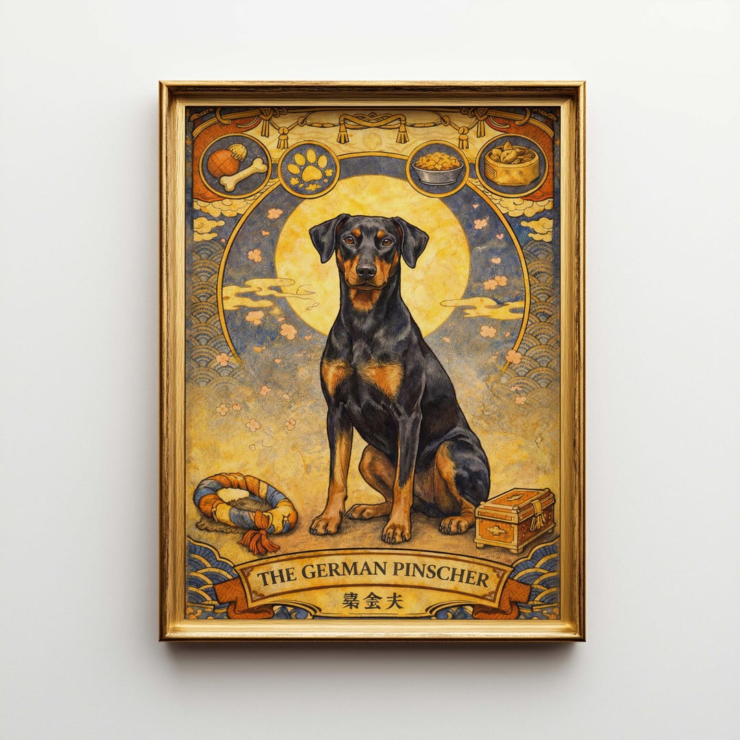 German Pinscher Tarot Card Poster | Mystic Dog Tarot Wall Art | Witchy ...