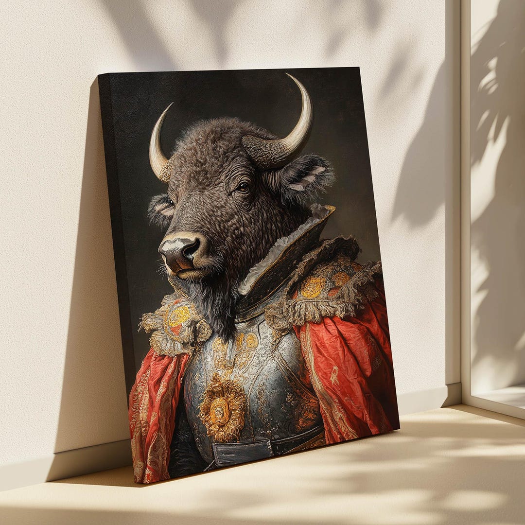 Renaissance Portrait of a Buffalo Knight | Canvas Wall Art | Vintage ...