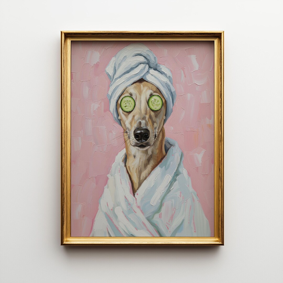 Hungarian Greyhound Dog Spa Art - Dog Breed Canvas Wall Decor Gift - Etsy