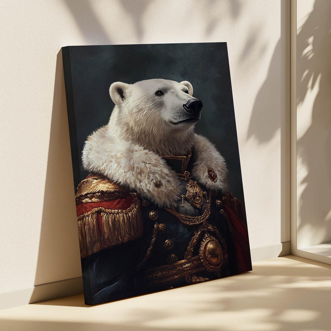 Renaissance Portrait of a Polar Bear Military General | Canvas Wall Art ...