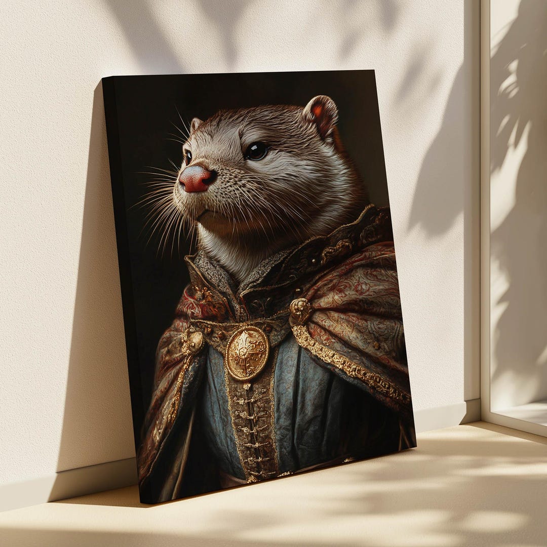 Renaissance Portrait of an Otter Knight | Canvas Wall Art | Vintage ...