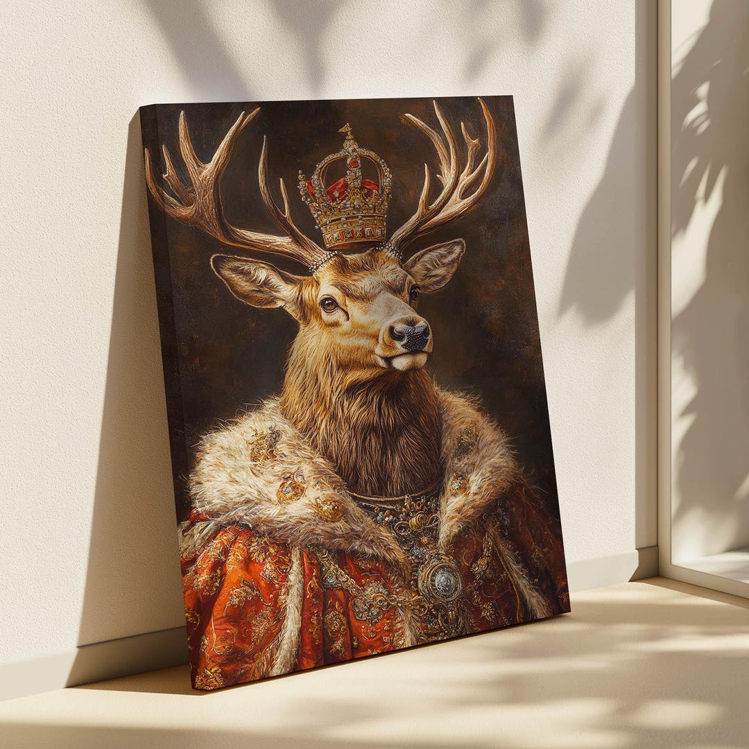 Renaissance Portrait of an Elk King | Canvas Wall Art | Vintage ...