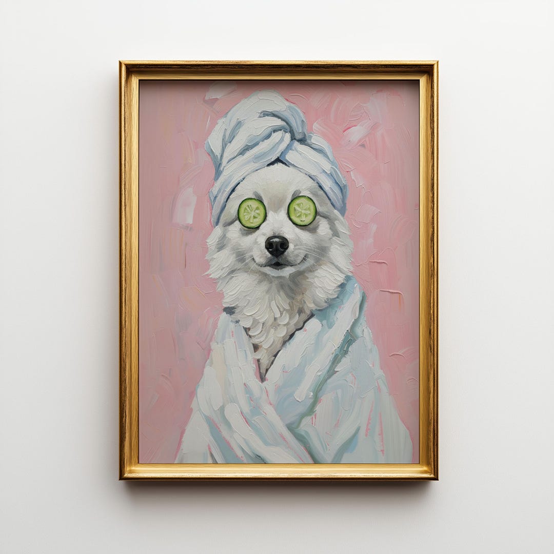 Japanese Spitz Dog Spa Art - Dog Breed Canvas Wall Decor Gift - Etsy