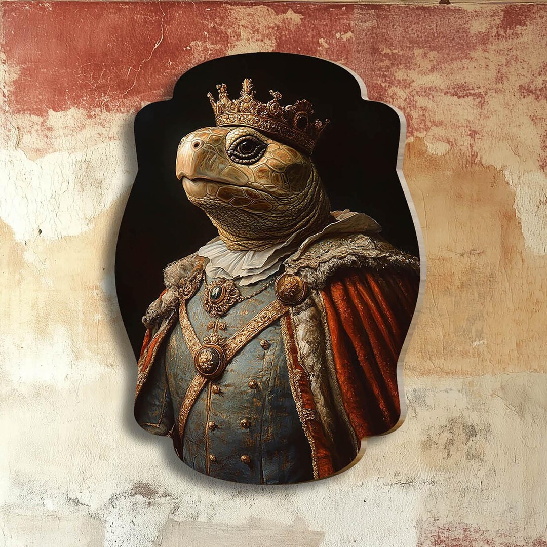 Renaissance Portrait of a Tortoise King | Wood Wall Art | Vintage ...