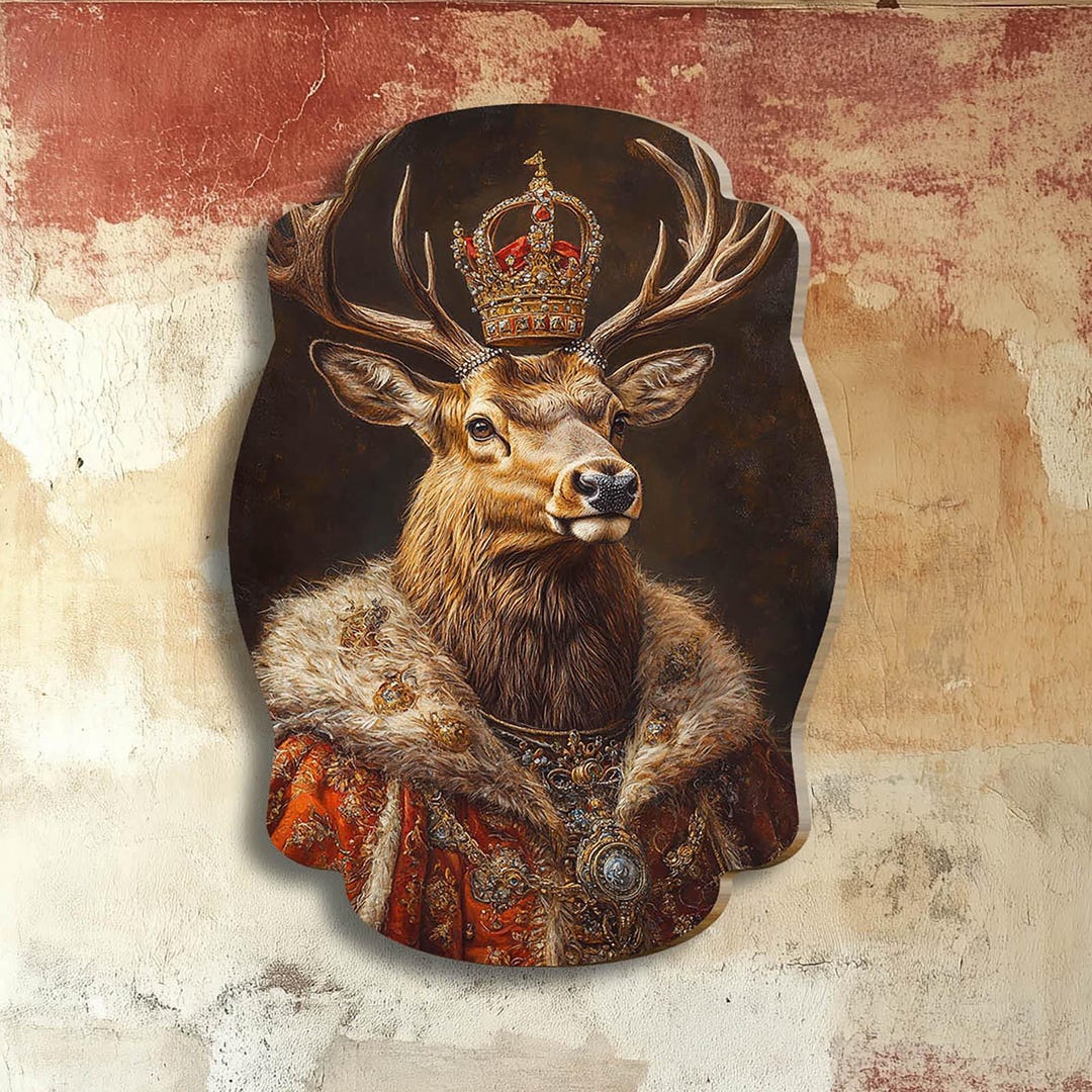 Renaissance Portrait of an Elk King | Wood Wall Art | Vintage Victorian ...
