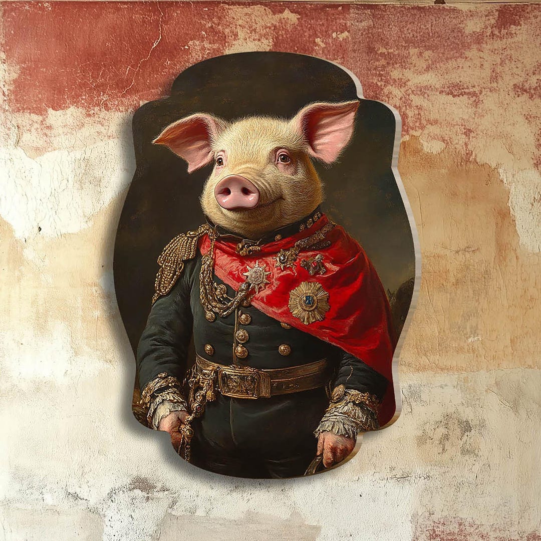 Renaissance Portrait of a Pig Military General | Wood Wall Art ...
