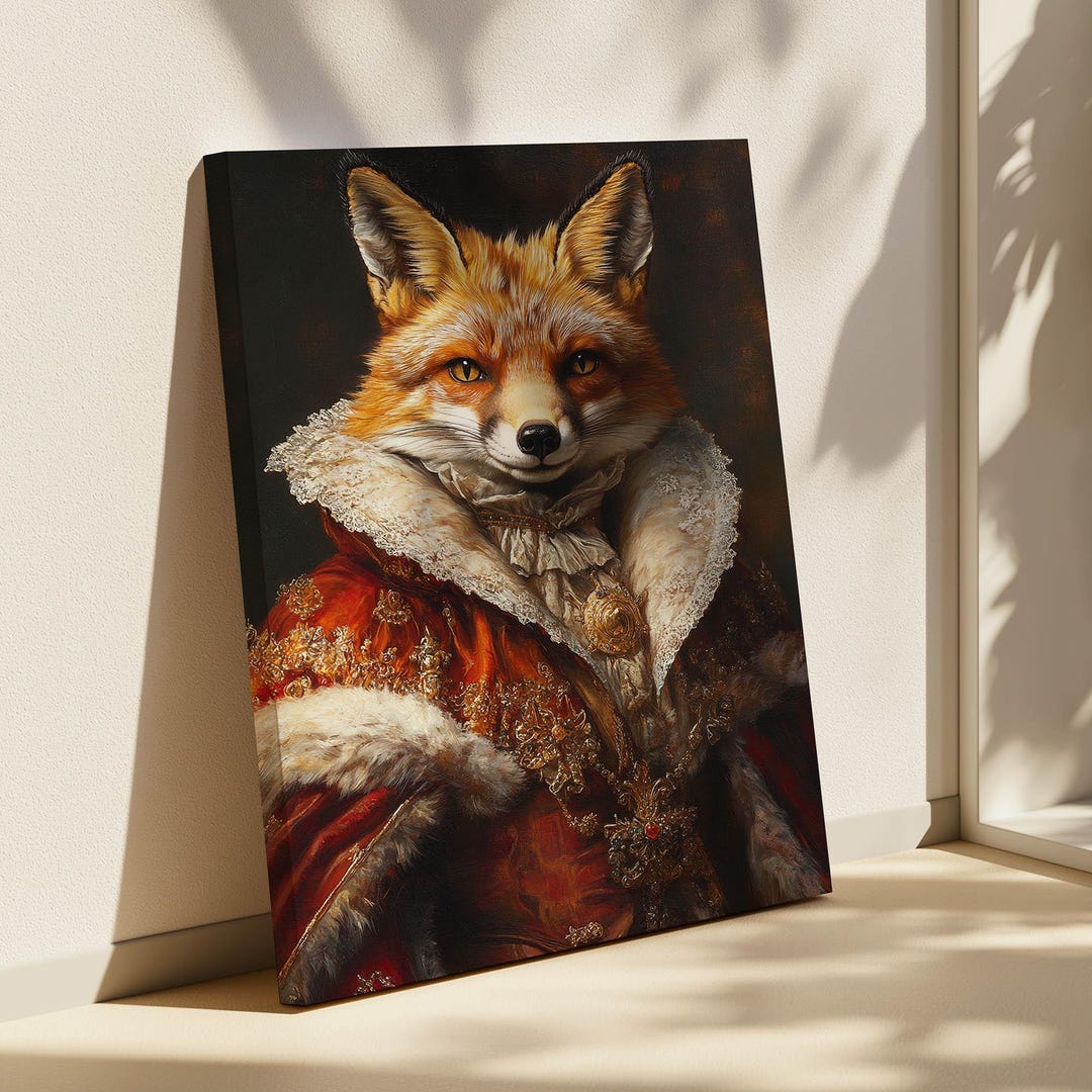 Renaissance Portrait of a Fox King | Canvas Wall Art | Vintage ...
