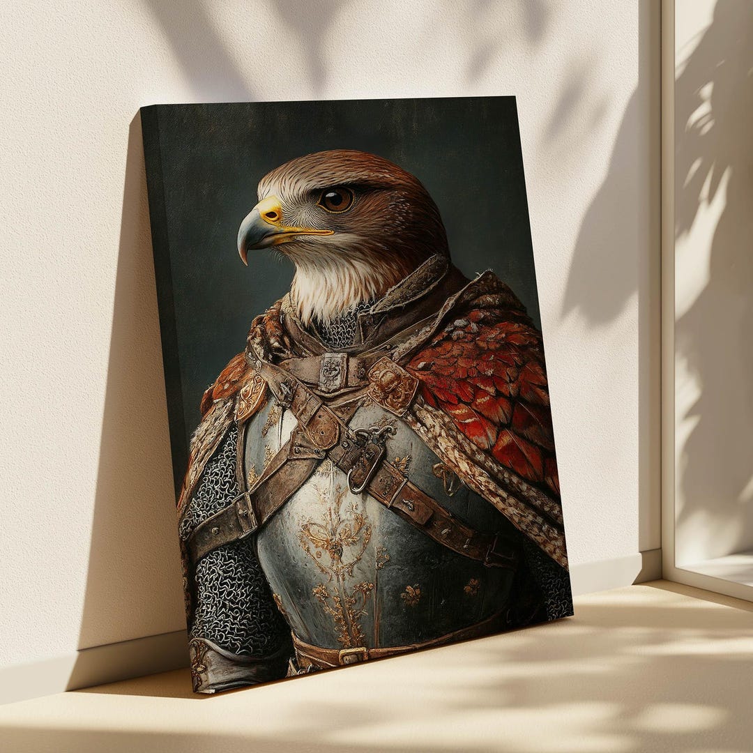 Renaissance Portrait of a Hawk Knight | Canvas Wall Art | Vintage ...