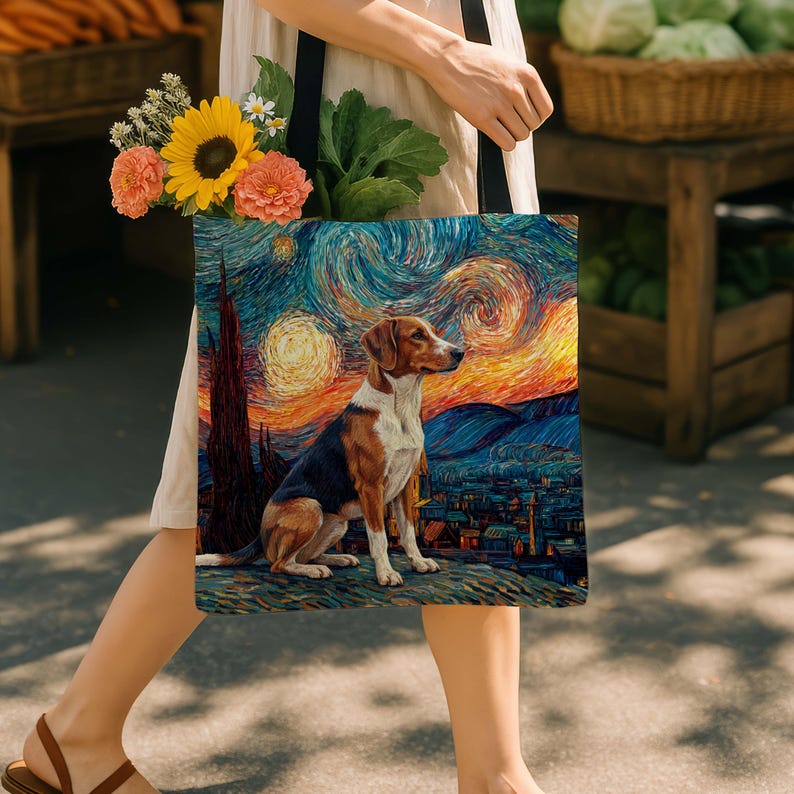 Drever Starry Night Tote Bag Art - Regalo de bolso de perro Van Gogh ...