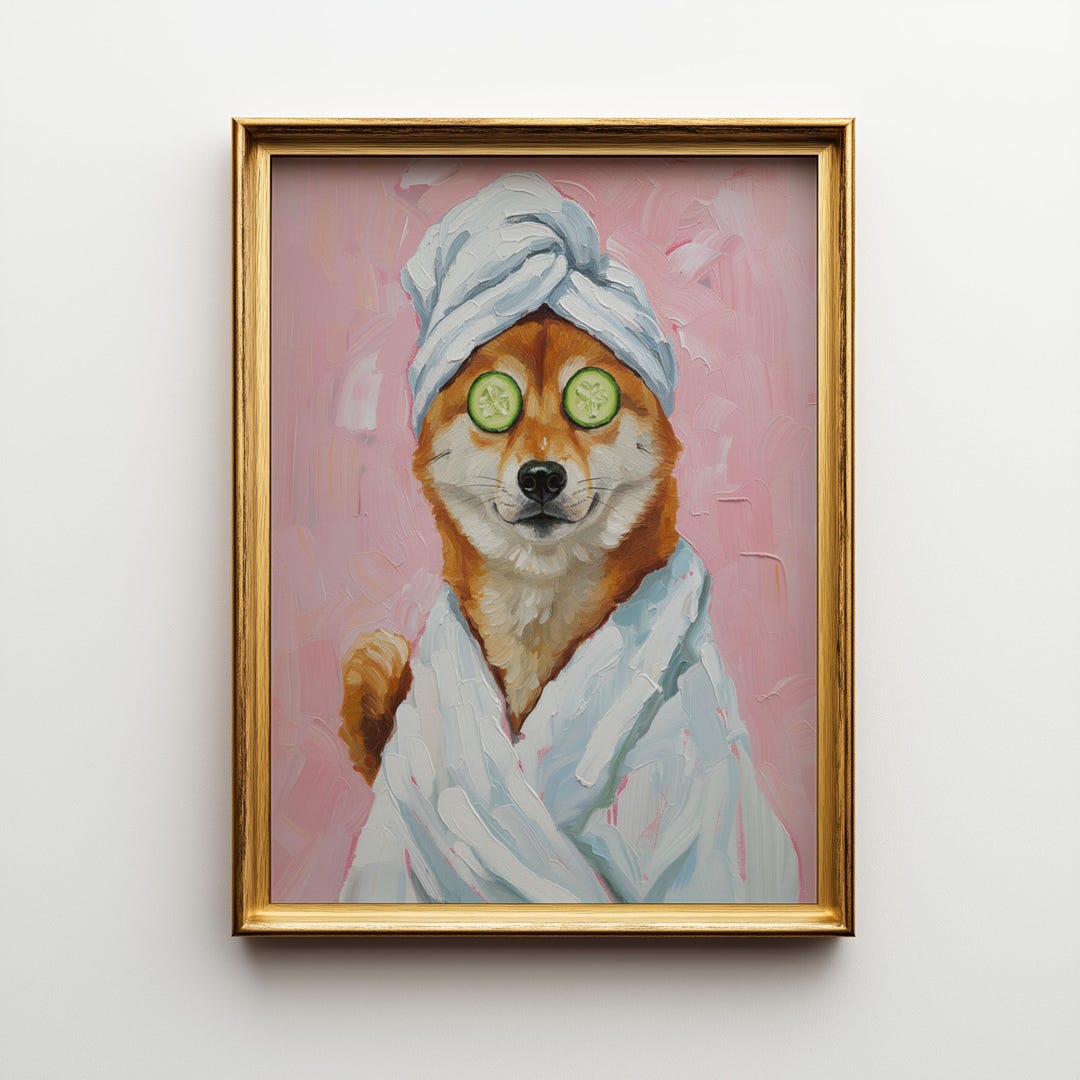 Shiba Dog Spa Art - Dog Breed Canvas Wall Decor Gift - Etsy