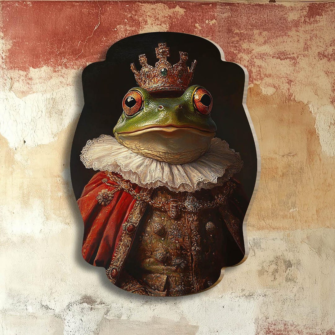 Renaissance Portrait of a Frog King | Wood Wall Art | Vintage Victorian ...