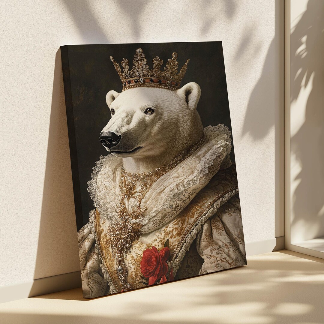 Renaissance Portrait of a Polar Bear Queen | Canvas Wall Art | Vintage ...