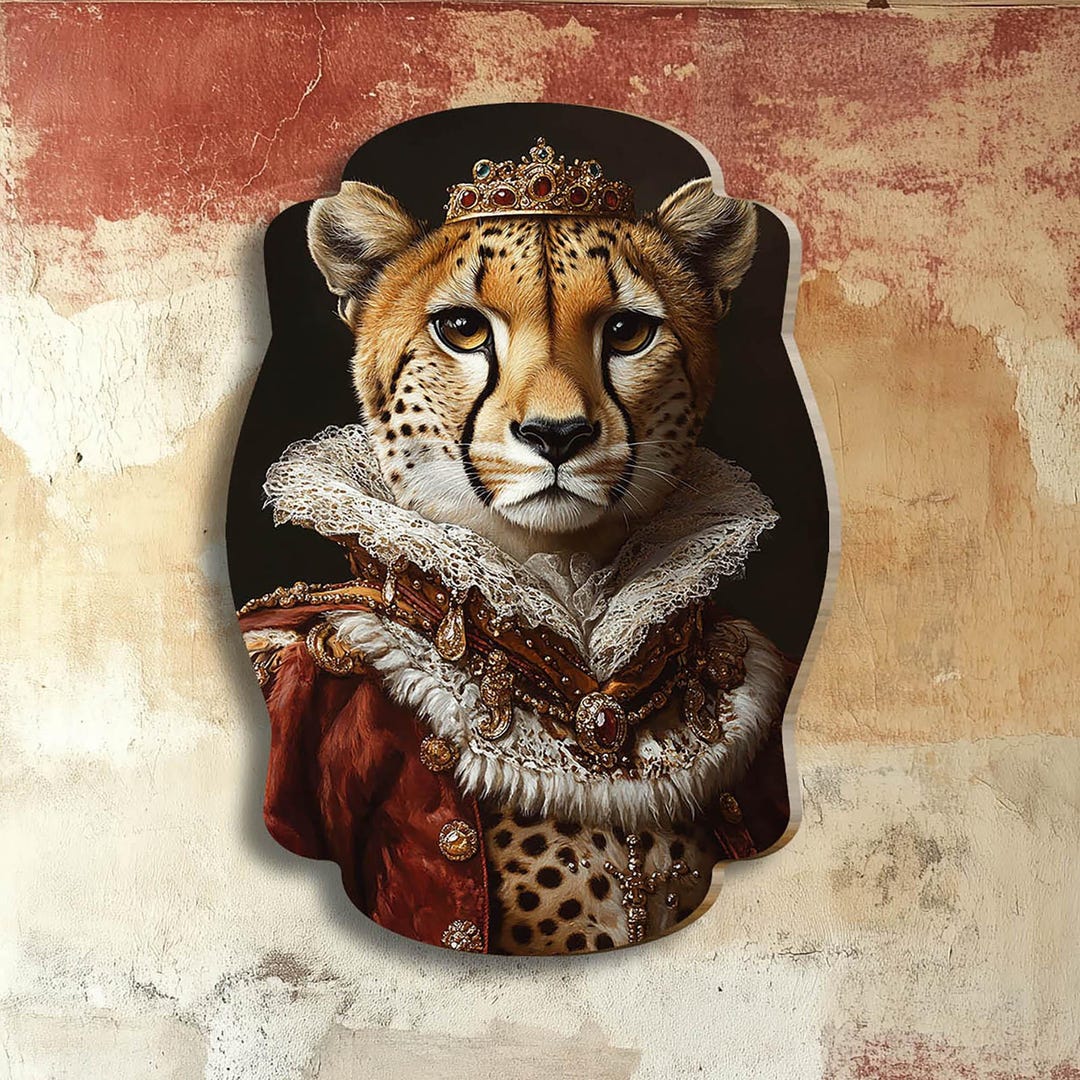 Renaissance Portrait of a Cheetah Queen | Wood Wall Art | Vintage ...