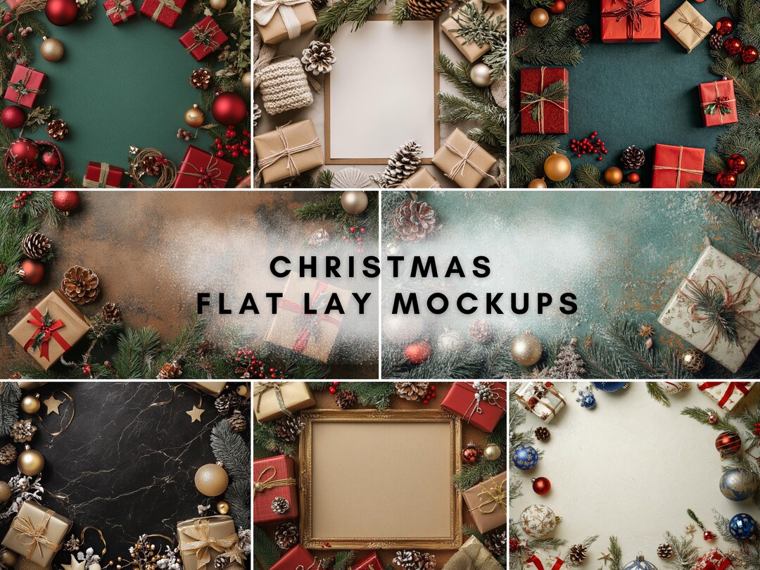 24 Christmas Flat Lay Mockup Bundle | Digital Background Mock up ...
