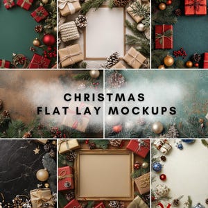 24 Christmas Flat Lay Mockup Bundle | Digital Background Mock up ...