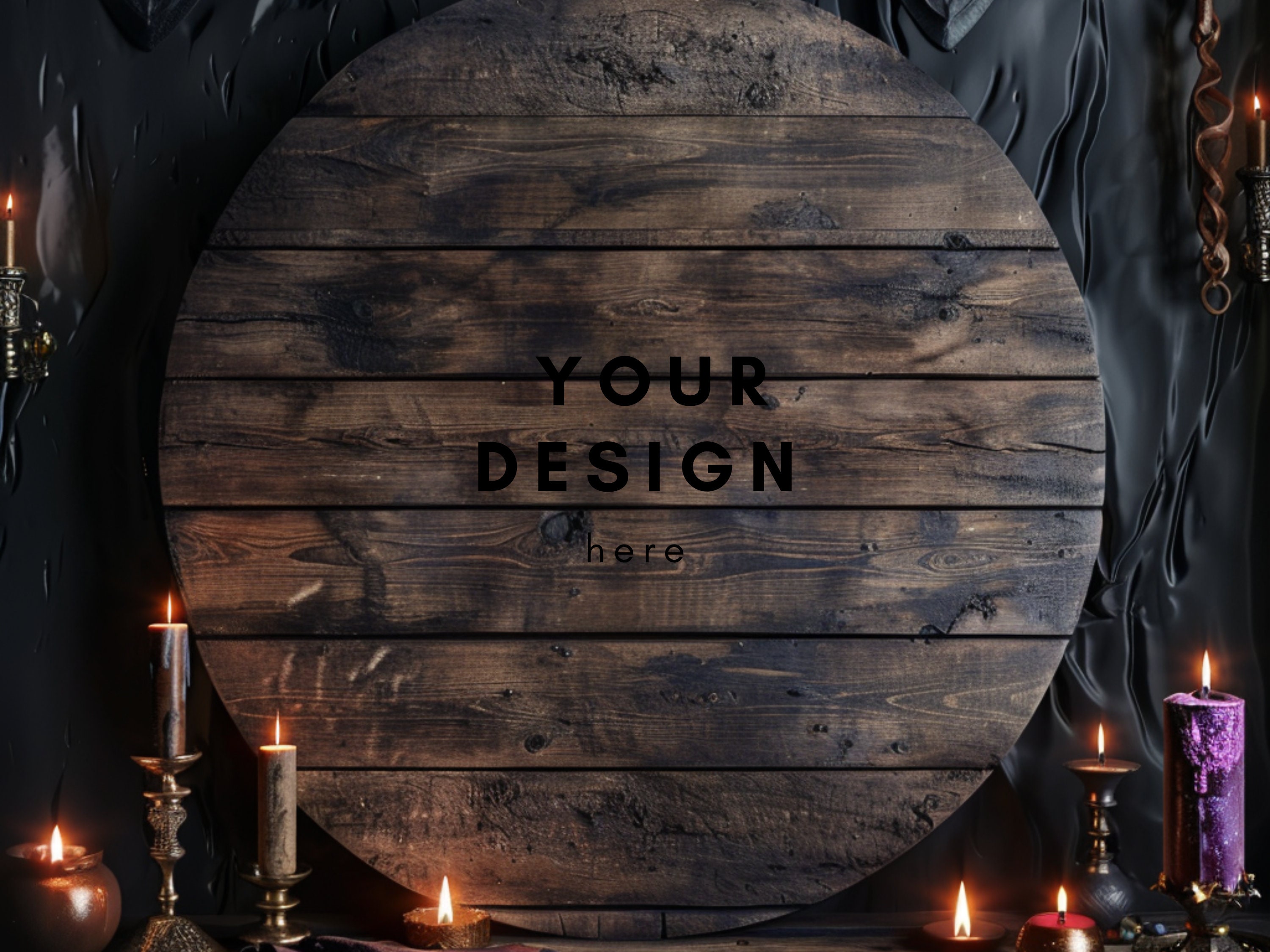 20 Dark Goth Round Wood Mockup Bundle | Digital Background Mock up ...