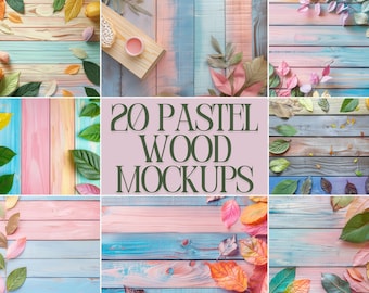 20 Pastel Round Wood Mockup Bundle | Digital Background Mock up ...