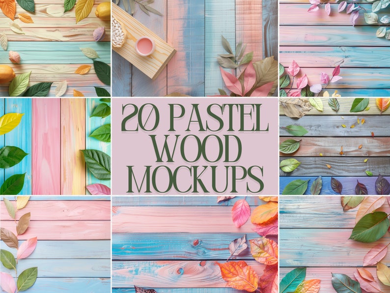 20 Pastel Wood Flat Lay Mockup Bundle | Digital Background Mock up ...