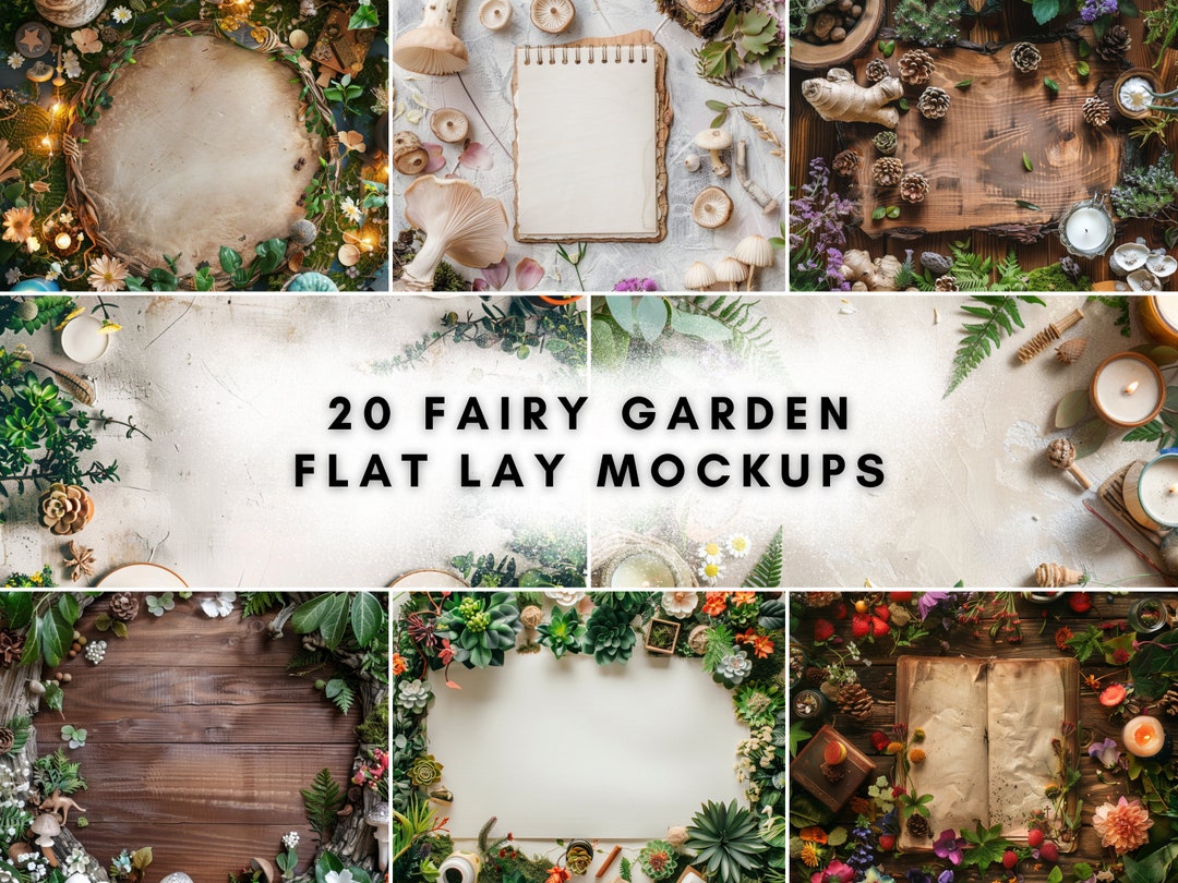20 Fairy Garden Flat Lay Mockup Bundle | Digital Background Mock up ...
