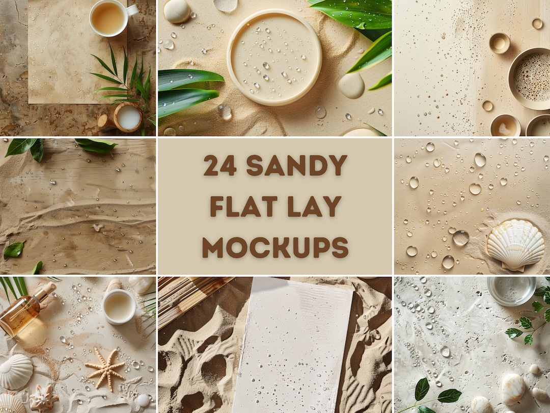 24 Sand Flat Lay Mockup Bundle | Digital Background Mock up | Product ...