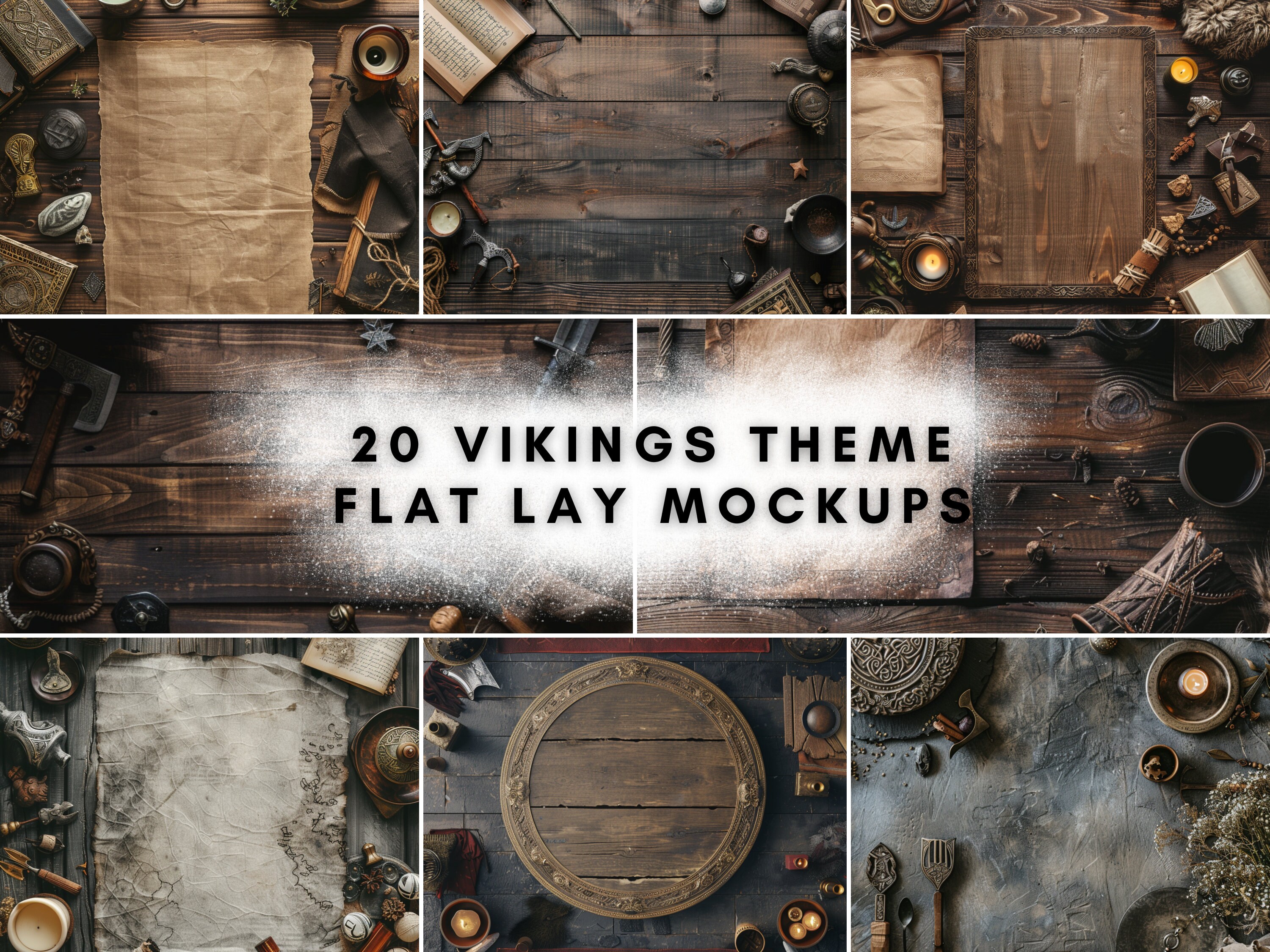 20 Vikings Theme Flat Lay Mockup Bundle | Digital Background Mock up ...
