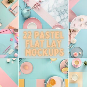 22 Pastel Style Table Flat Lay Mockup Bundle | Digital Background Mock ...