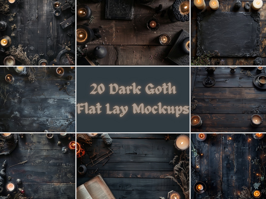 20 Dark Goth Flat Lay Mockup Bundle | Digital Background Mock up ...