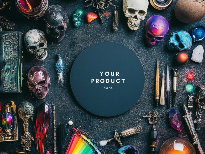 20 Dark Rainbow Goth Flat Lay Mockup Bundle | Digital Background Mock ...