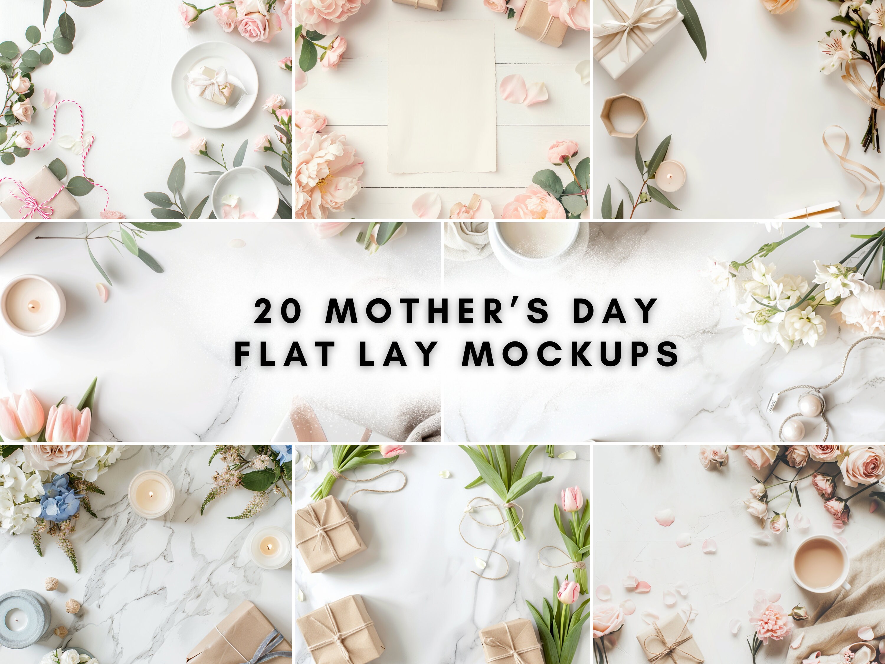 20 Mother's Day Flat Lay Mockup Bundle | Digital Background Mock up ...