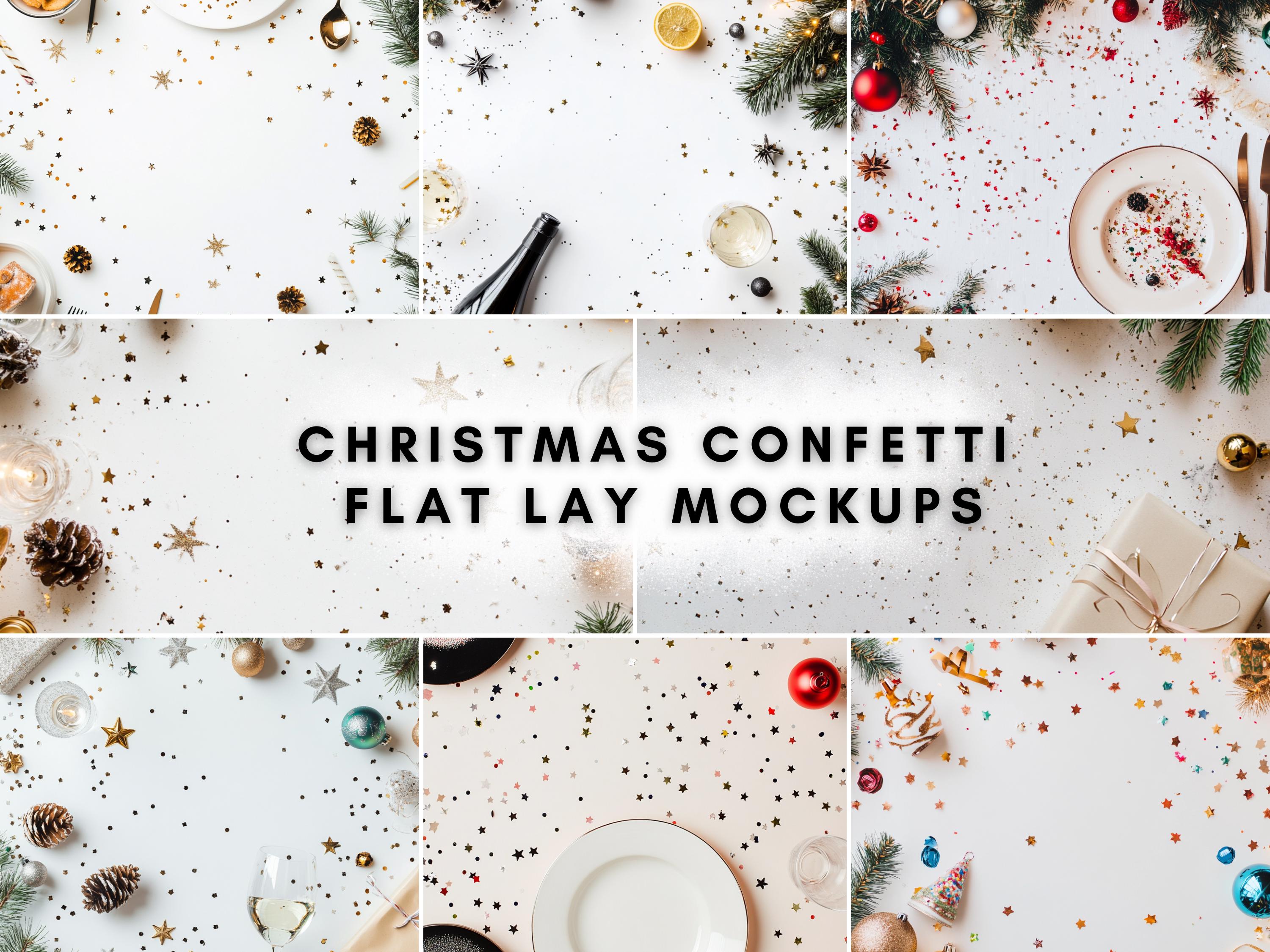 20 Christmas Confetti Flat Lay Mockup Bundle | Digital Background Mock ...