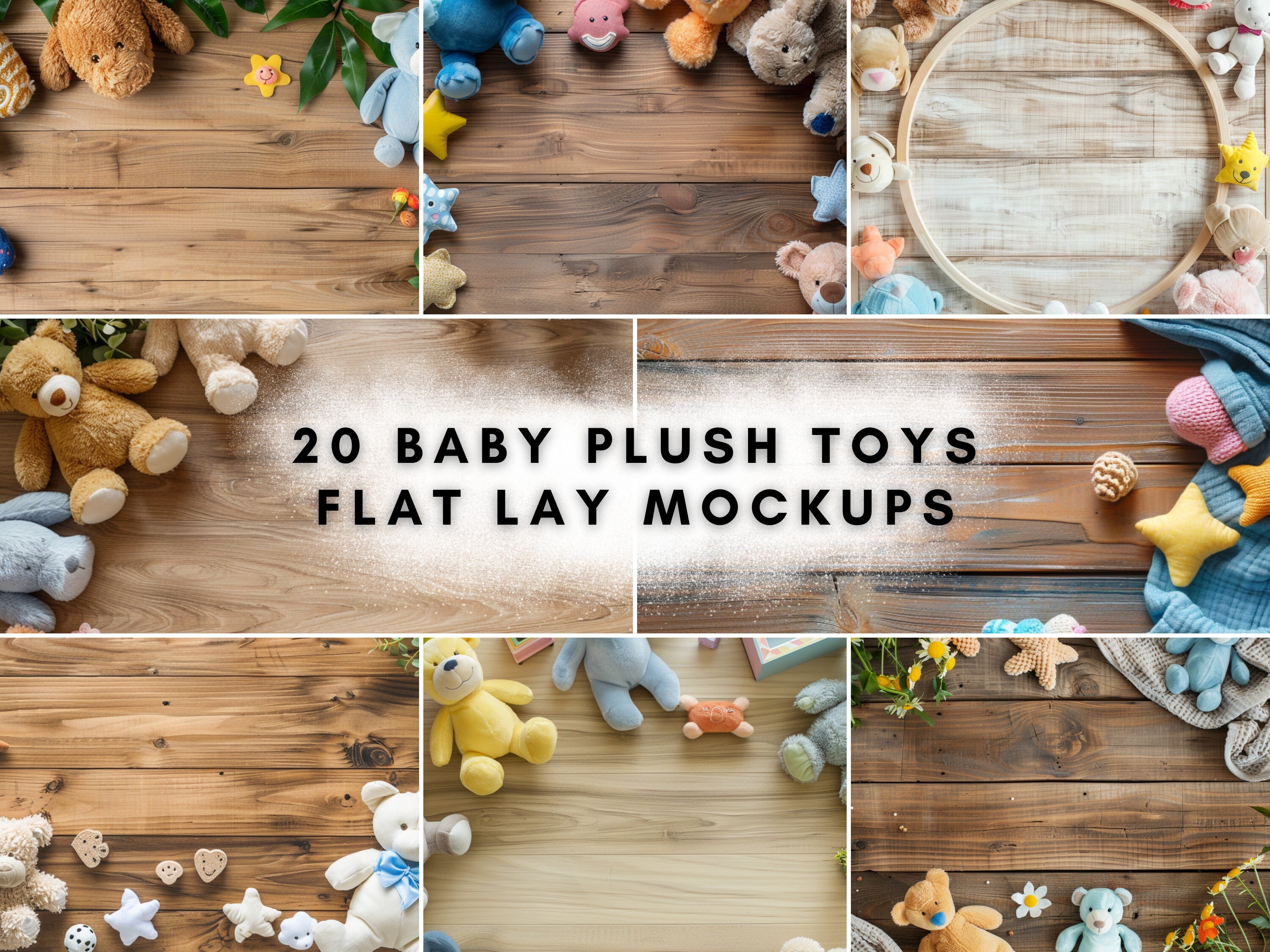 20 Baby Plush Toys Flat Lay Mockup Bundle | Digital Background Mock up ...