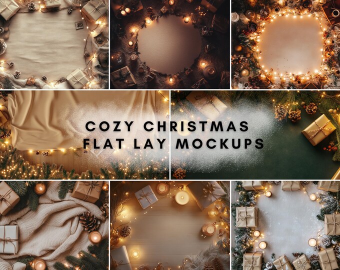 20 Cozy Christmas Flat Lay Mockup Bundle | Digital Background Mock up ...