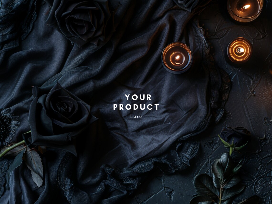 26 Dark Goth Black Roses Flat Lay Mockup Bundle | Digital Background ...