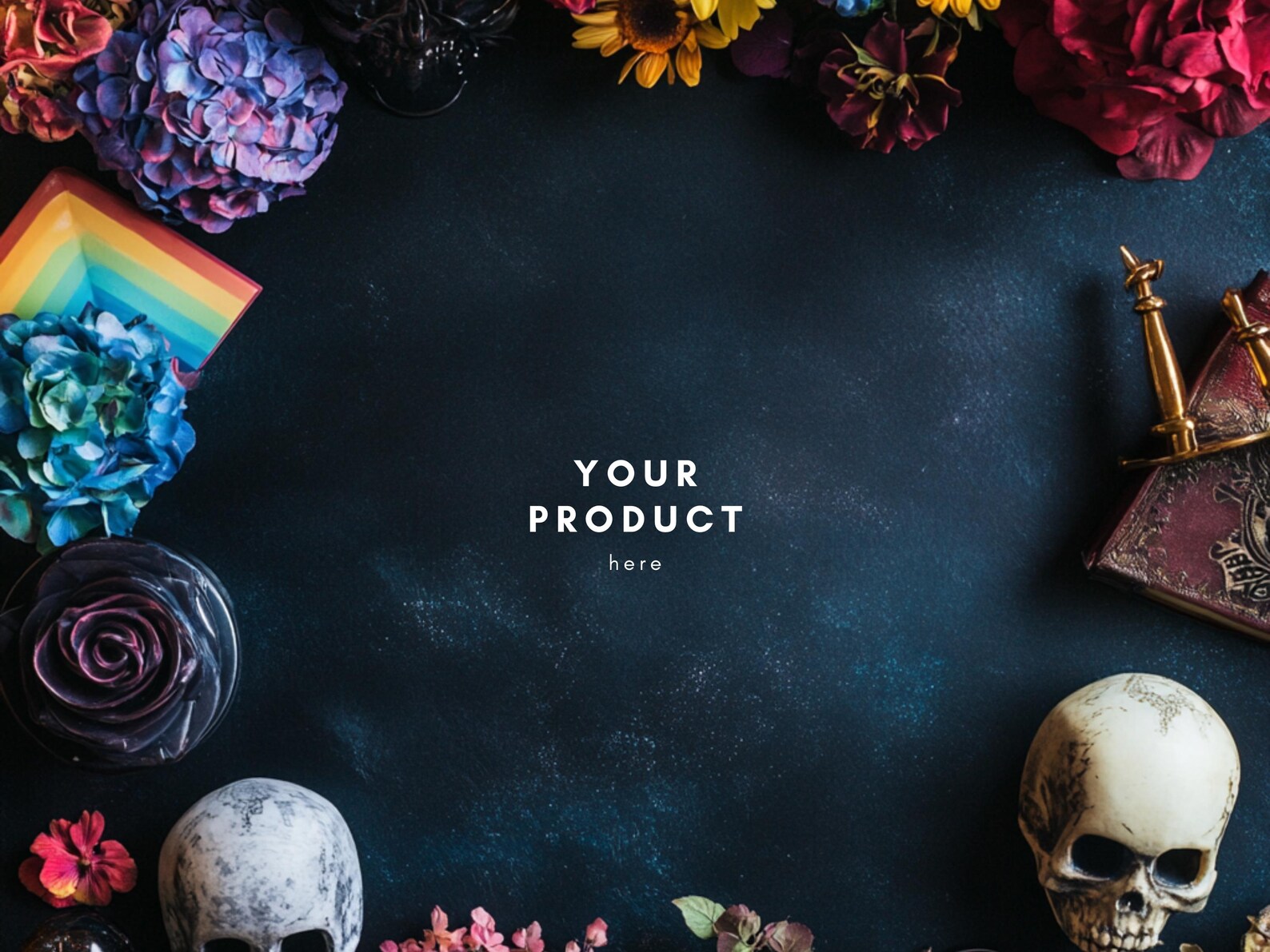 20 Dark Rainbow Goth Flat Lay Mockup Bundle | Digital Background Mock ...