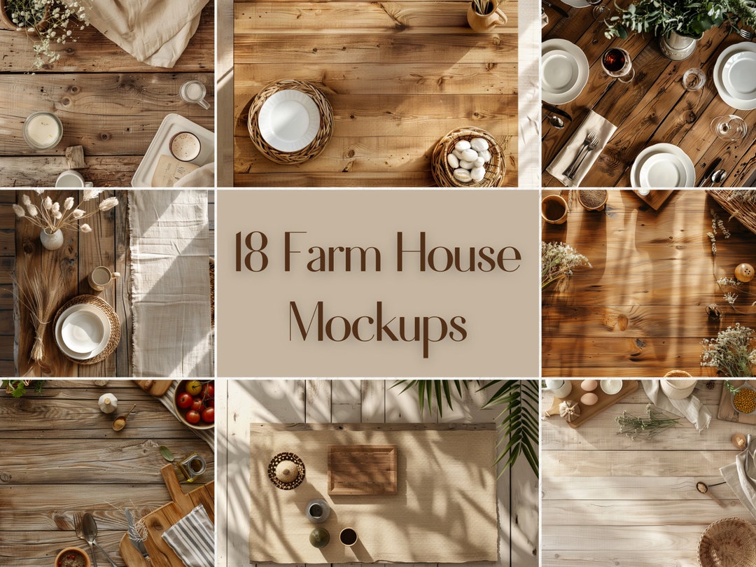 18 Farm House Flat Lay Mockup Bundle | Digital Background Mock up ...