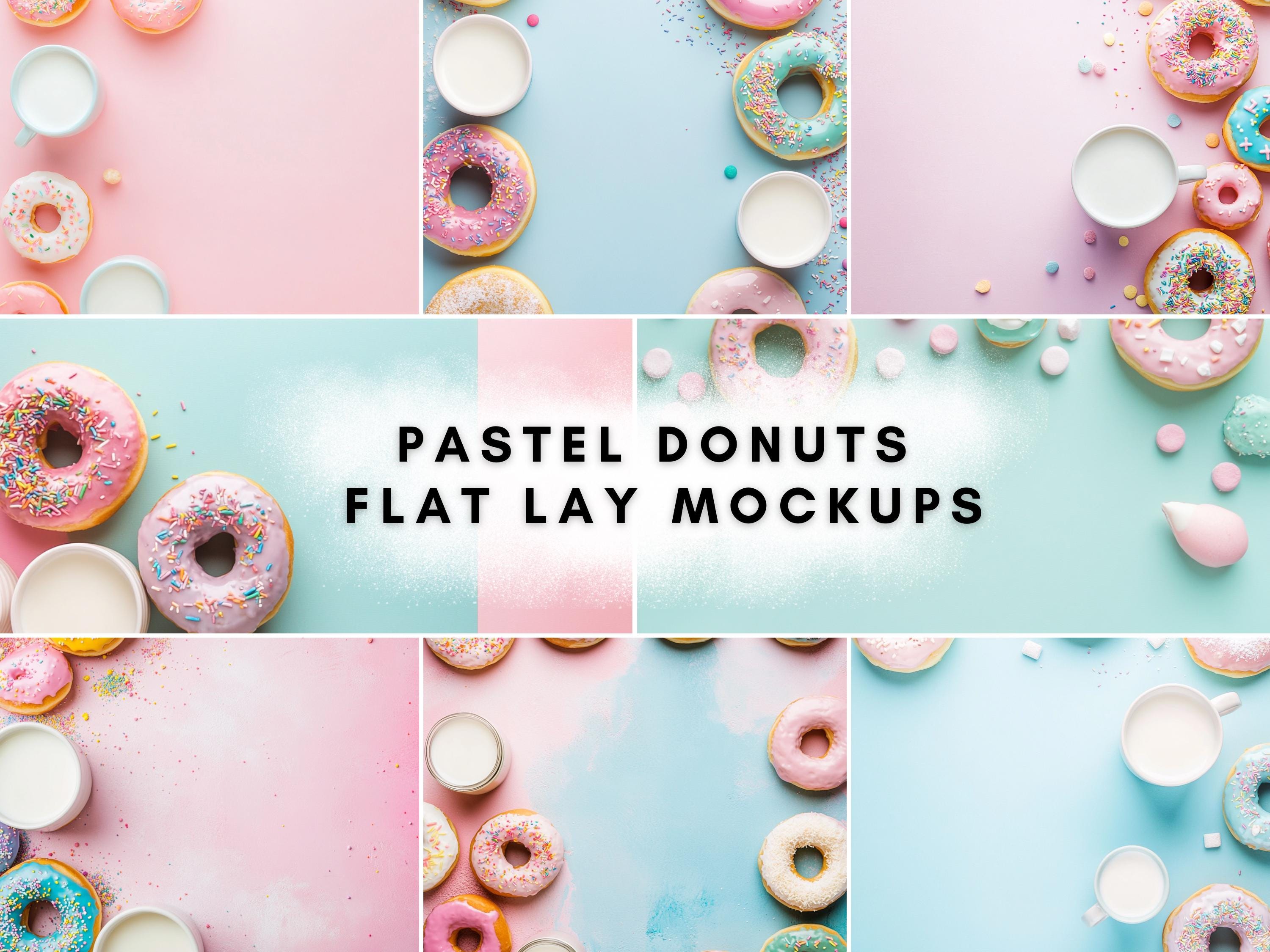 20 Pastel Donuts Flat Lay Mockup Bundle | Digital Background Mock up ...
