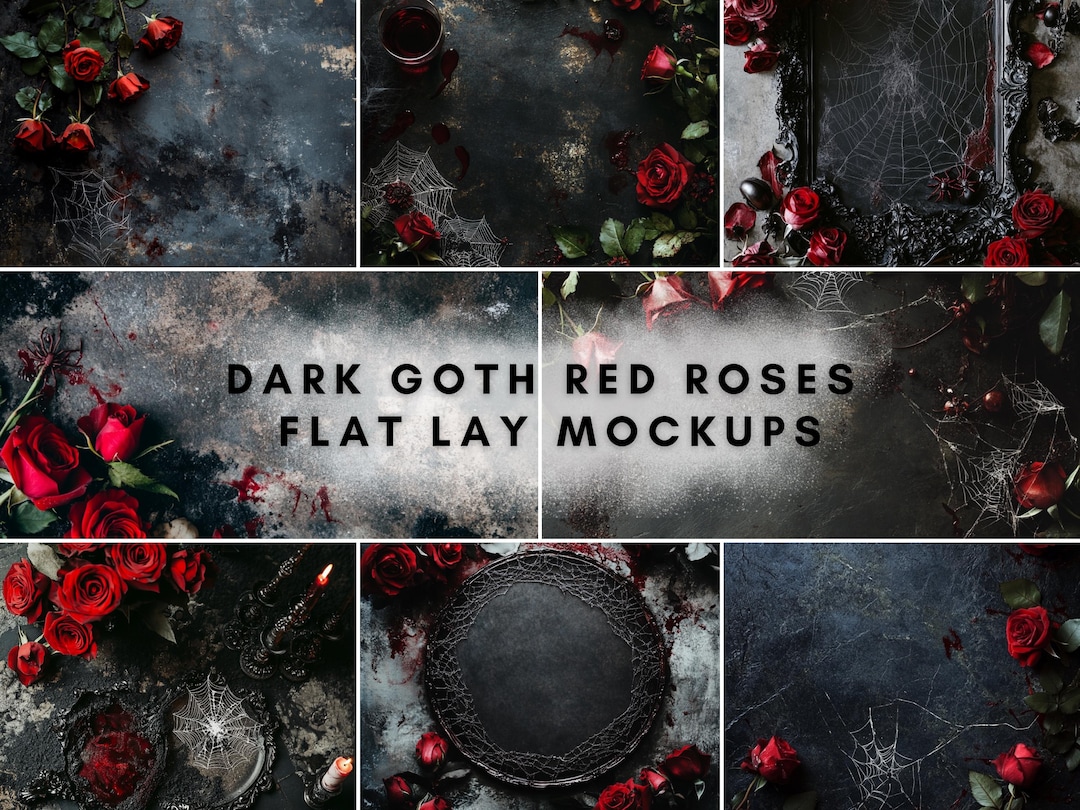 Dark Goth Red Roses Flat Lay Mockup Bundle (digital Download) - Etsy