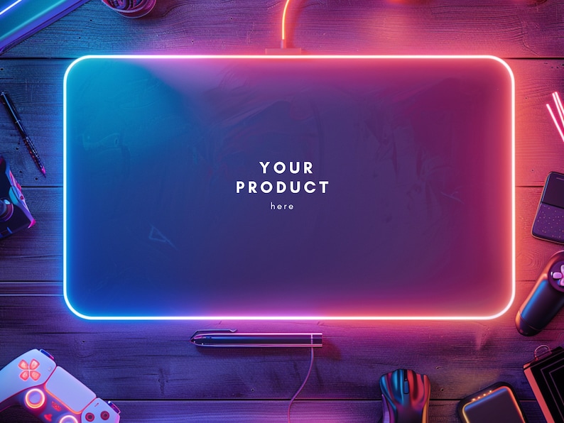 20 RGB Gaming Flat Lay Mockup Bundle | Digital Background Mock up ...